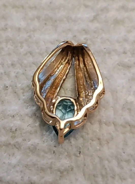 14k Gold Blue Topaz Angel Wings Slide Pendant December Birthstone | eBay