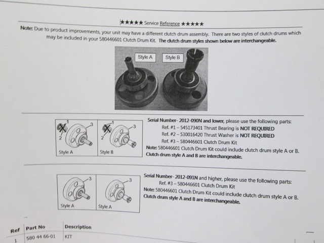 Clutch Drum Assembly Kit Husqvarna Craftsman 580446601 for sale online ...