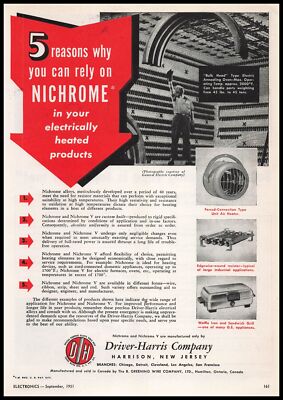 1951 Driver Harris Company Harrison New Jersey Nichrome Alloys Vintage ...