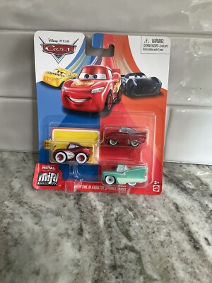 DISNEY PIXAR CARS MINI RACERS NIGHT TIME RS CRUISIN MCQUEEN FLO 3 PACK ...
