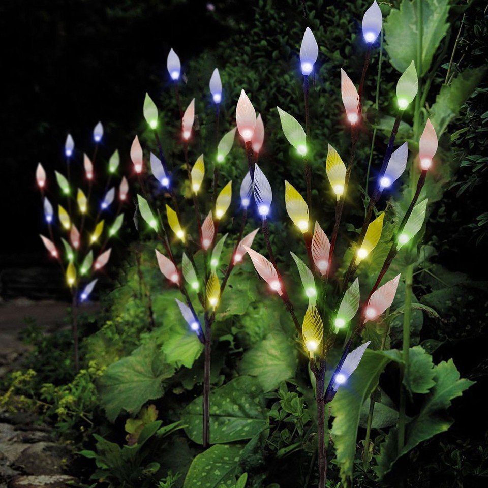 60 LED Branch Tree 3Pcs Garden Outdoor Multi Color & White Leaf Tree ...