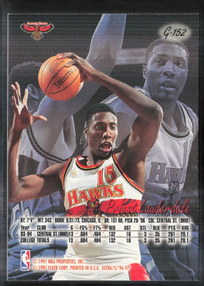 1996-97 Fleer Ultra #G-152 Priest Lauderdale Gold Medallion Atlanta ...