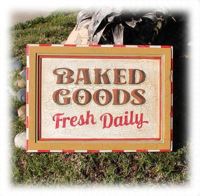 Baked Goods sign hand painted vintage style | eBay