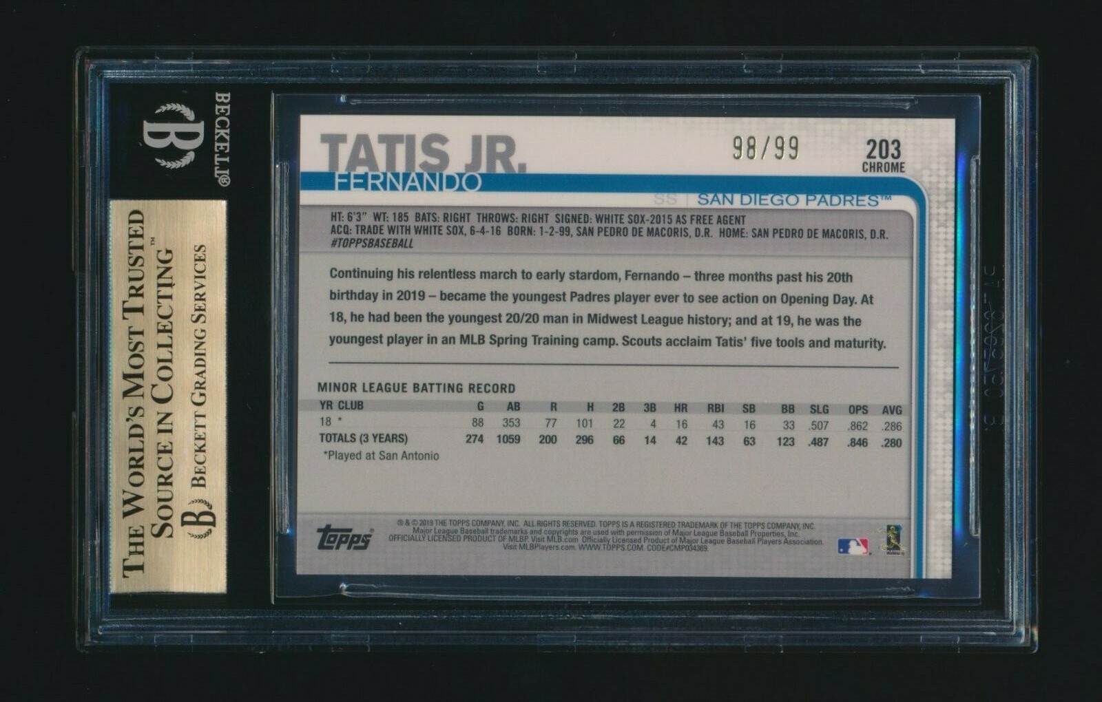 2019 Topps Chrome - Fernando Tatís Jr. #203 Green Refractor /99 (RC ...