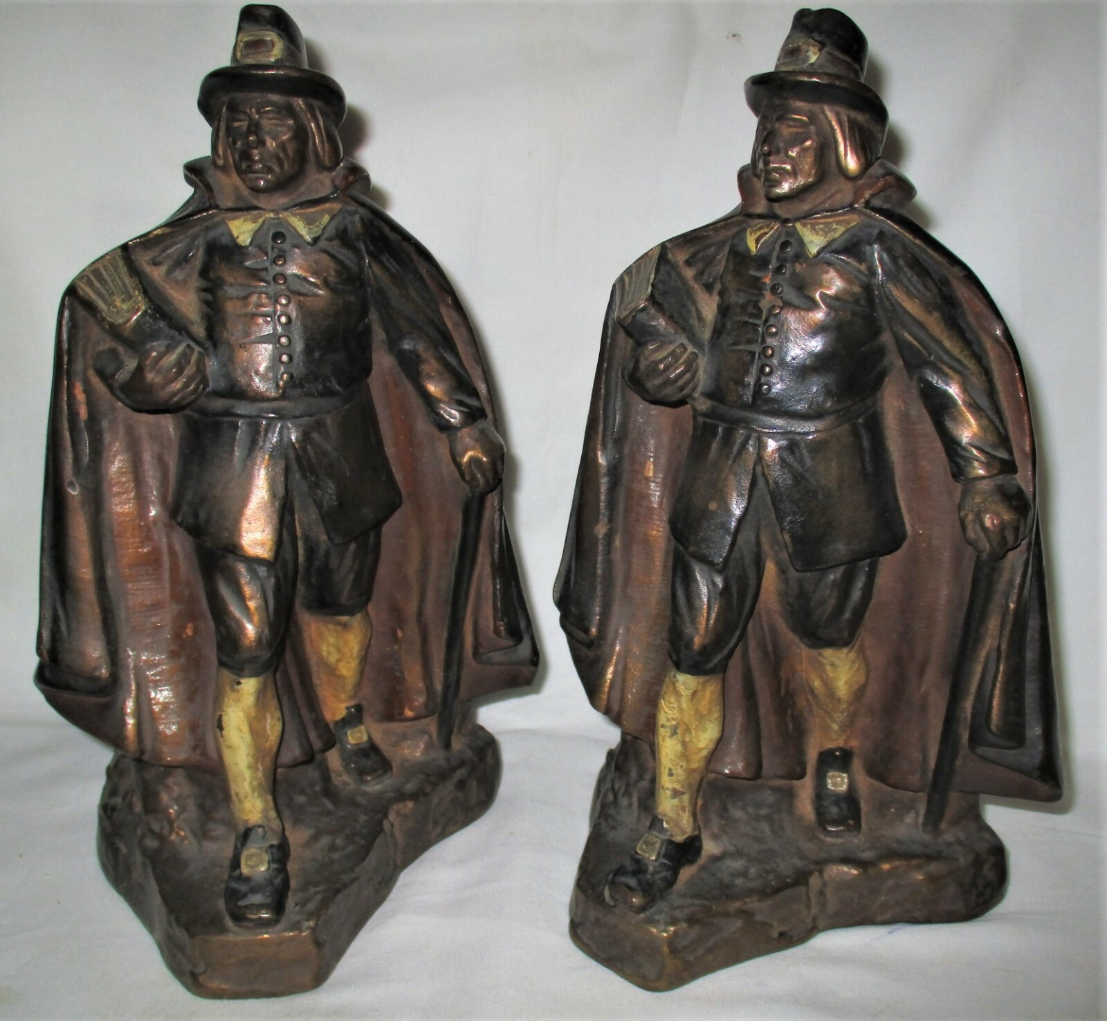 ANTIQUE J. RUHL ART DECO ARMOR BRONZE BIBLE PILGRIM MA STATUE SCULPTURE ...