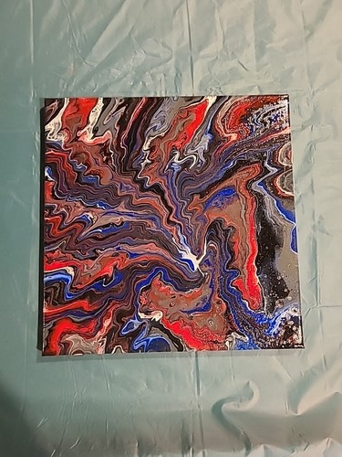 Painting Acrylic Pour Art Abstract Original Unique 12x12 Canvas | eBay