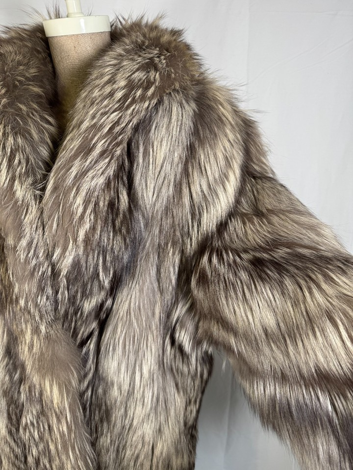 Vintage Genuine Luxury Canadian Silver Fox Fur Pelts Coat Jacket Women ...