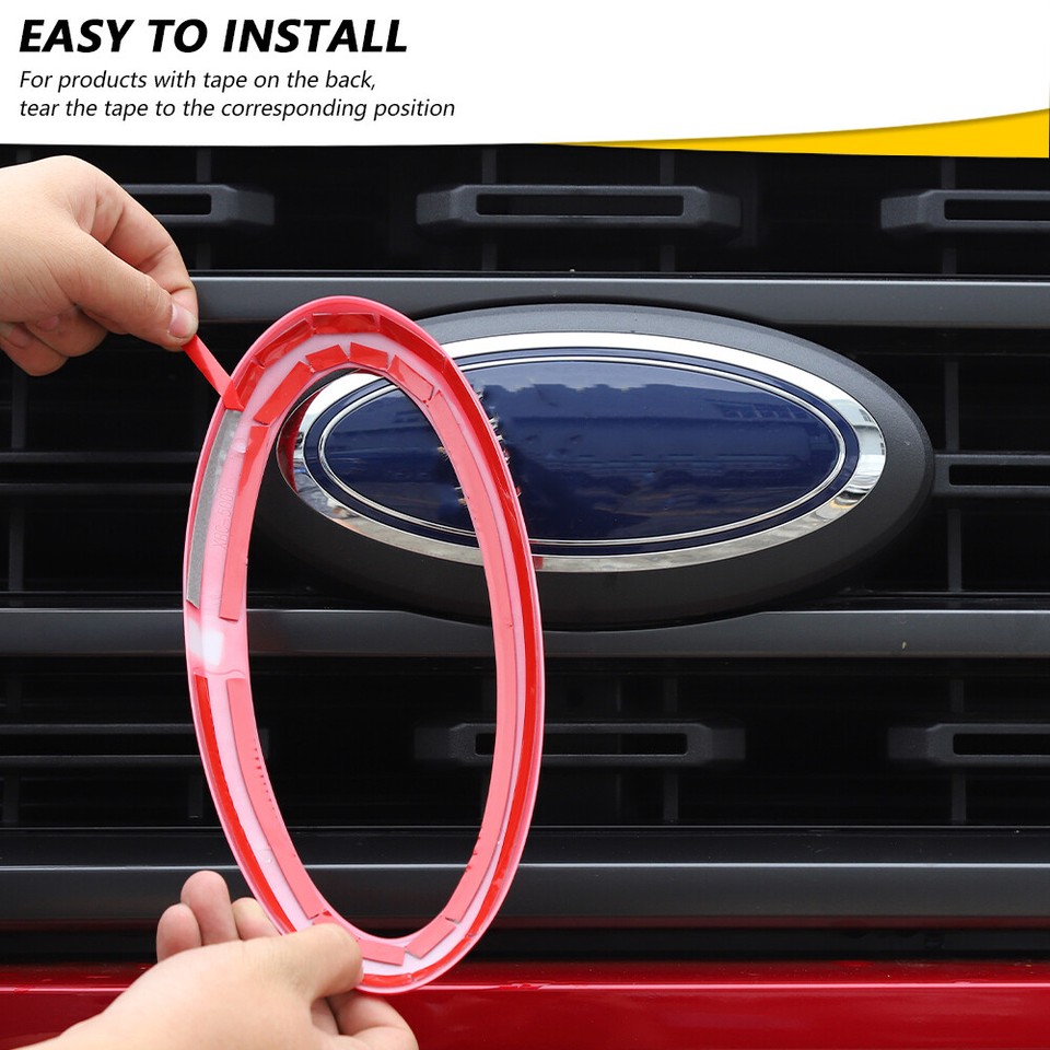 Front Grille Logo Emblem Badge Decor Cover Ring Trim Red For Ford F150 ...
