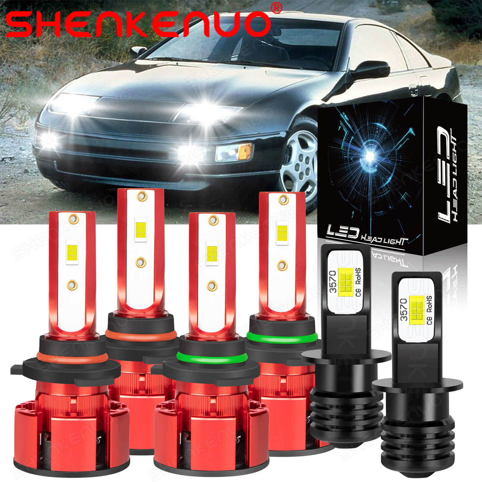 For Nissan 300ZX 1990-1996 6000K LED Headlight High Low + Fog Lights ...