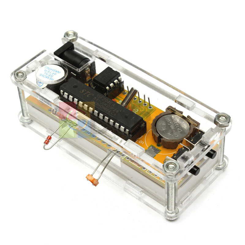 Blue LED Electronic Clock Microcontroller Digital Time Thermometer DIY ...