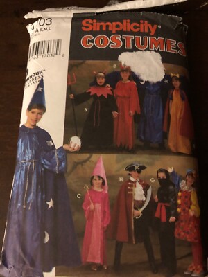 Simplicity 9703 CHILD Size A - S, M, L Wizard Pirate Clown Costume ...