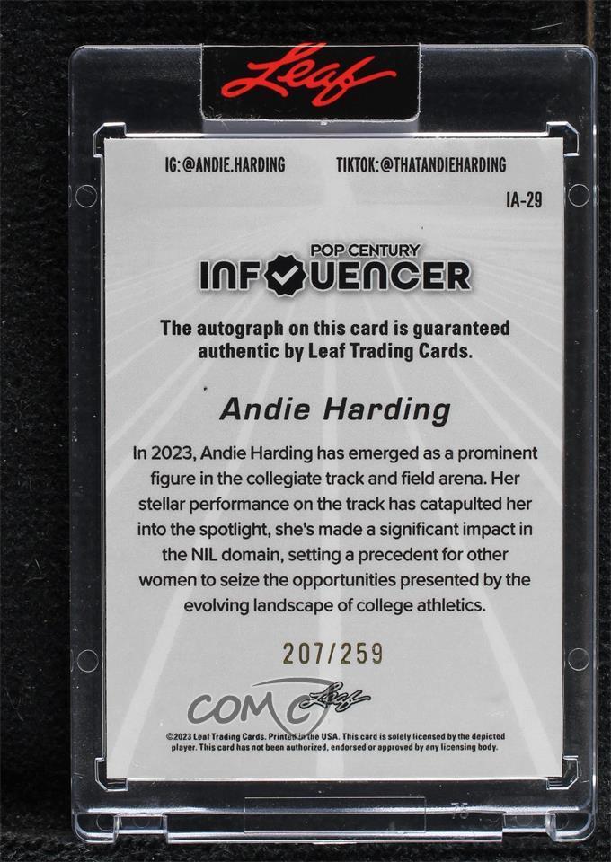 2023 Leaf Pop Century Influencer Auto 207/259 Andie Harding #IA-29 Auto ...