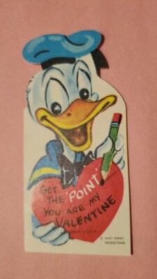Vintage Valentine's Day Card Disney Donald Duck Midcentury Card | eBay