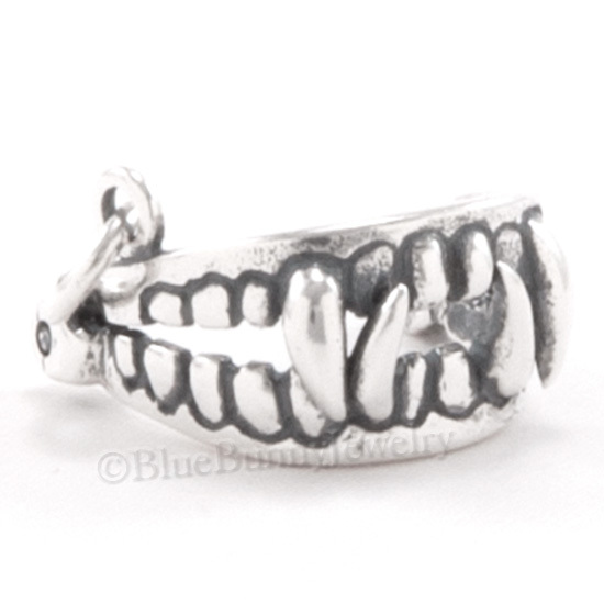 FANGS Charm VAMPIRE TEETH Dracula Bite Sterling Silver HALLOWEEN 925 ...
