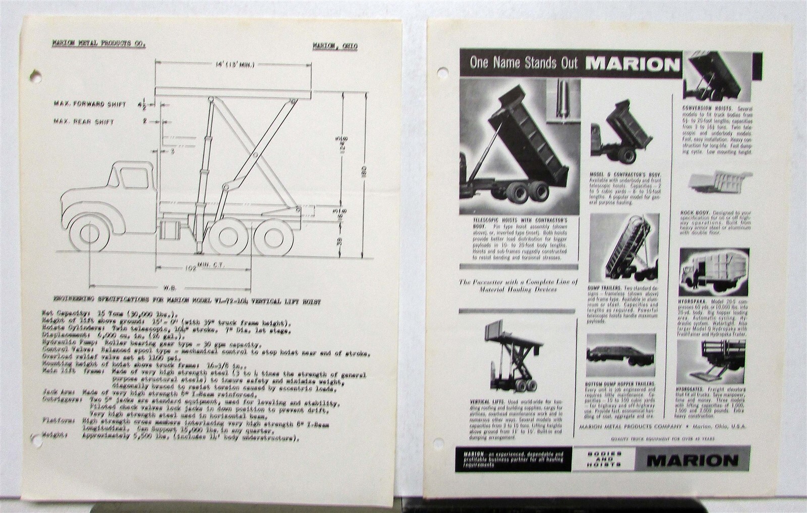 Vintage Marion Hoists Vertical Lift Bottom Dump Trailer Construction ...
