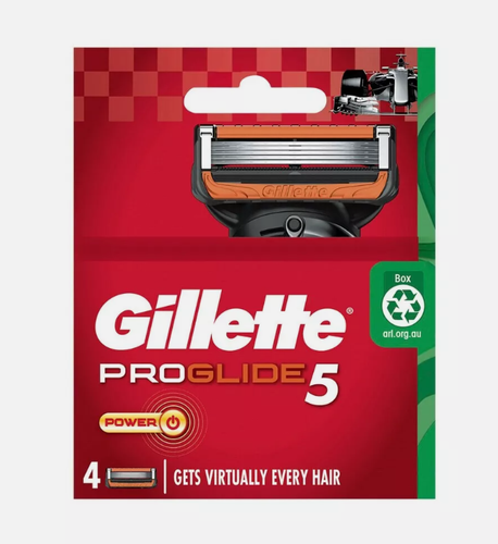 Gillette PROGLIDE 5 POWER Razor RED 4 Pack Replacement Cartridges. New ...