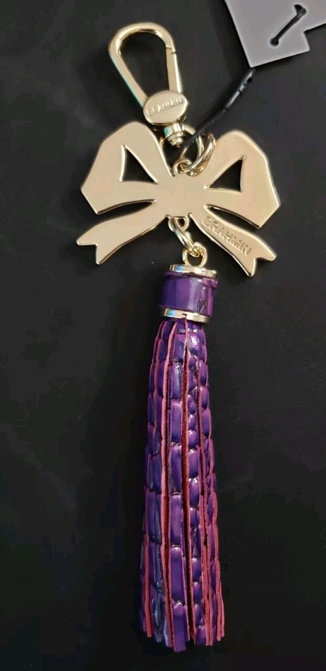 Brahmin Melbourne Collection Bow Charm Tassel Royal Purple Leather ...