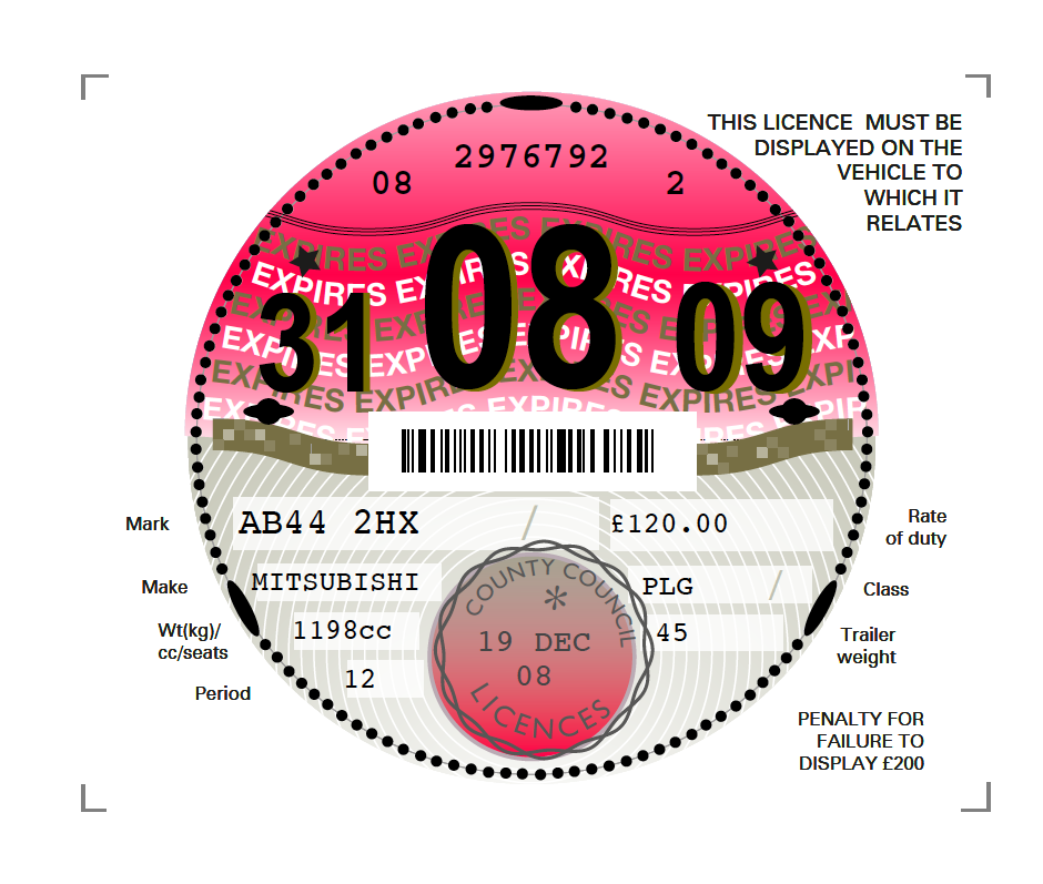 REPRODUCTION REPLICA ROAD TAX DISC All years | Print own | PDF USB ...