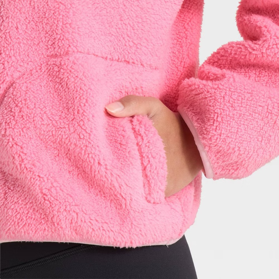 Girls' High Pile Fleece 1/2 Zip Pullover Sweatshirt - All In Motion ...