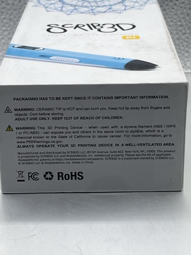 Scrib3D P1 3D Printing Pen Blue Scrib 3D | eBay