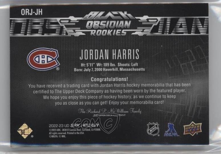 2022-23 SPx UD Black Obsidian Rookies Jersey Gold /35 Jordan Harris ...