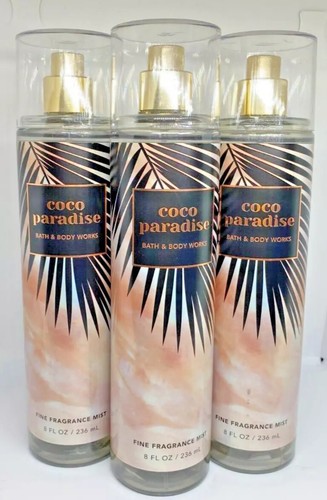 SET OF 3~Bath & Body Works COCO PARADISE FINE FRAGRANCE MIST 8 FL OZ ...