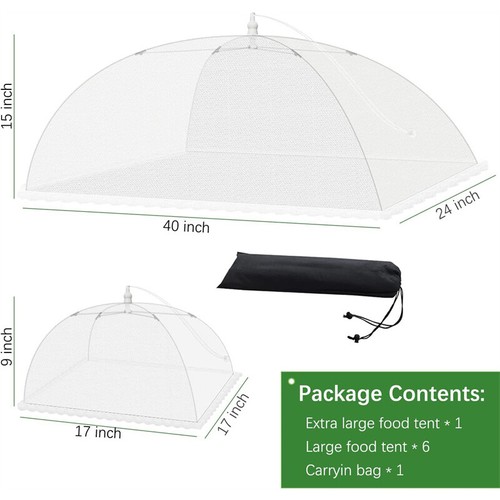7Pcs Food Cover Umbrella Pop-Up Outdoor Mesh Tent Protectors Bugs Bbq ...
