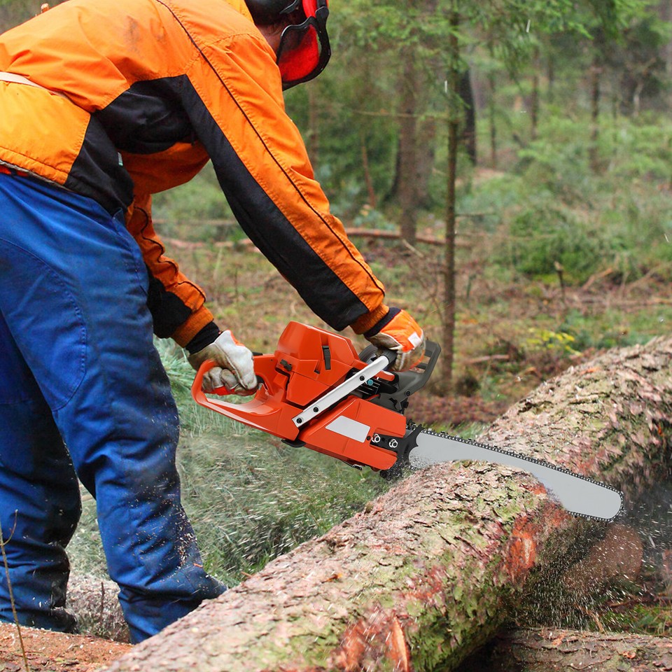 28" Gasoline Chainsaw Handheld Wood Cutting Engine 2-Stroke Power Chain ...