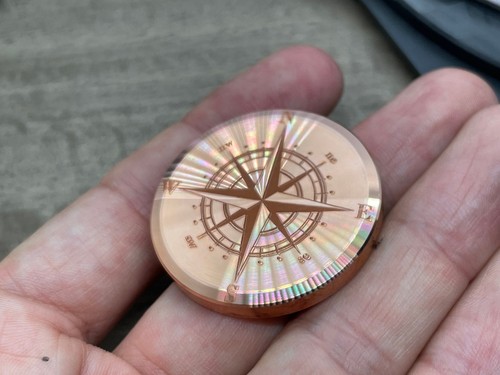3 Sizes COMPASS engraved Copper Worry Coin Metal Worry Coin | eBay