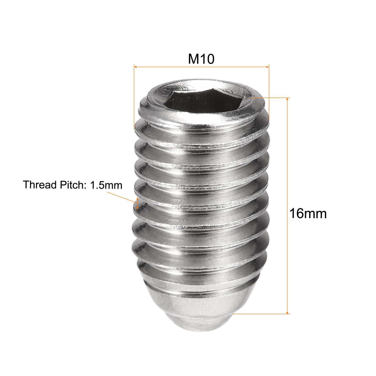 6Pcs M10 x 16mm 304 Stainless Steel Spring Hex Socket Ball Point Set ...