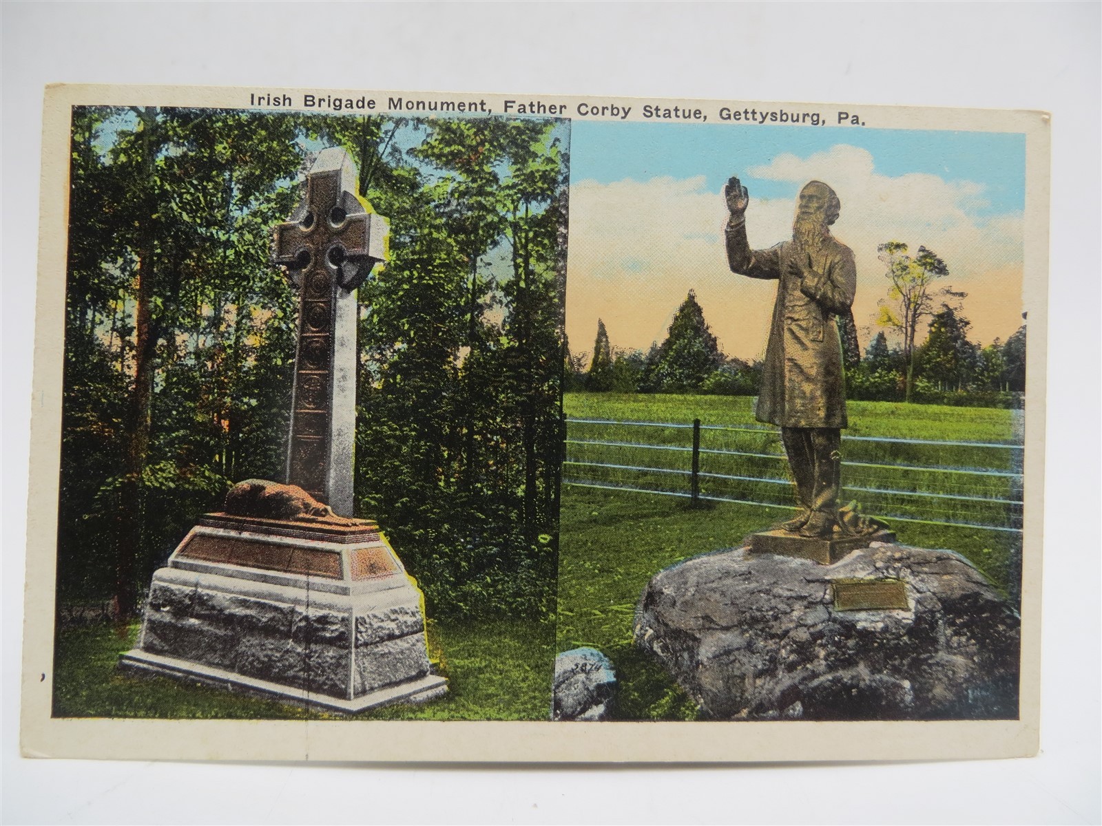 Vintage Postcard - Irish Brigade Monument, Father Corby Statue ...