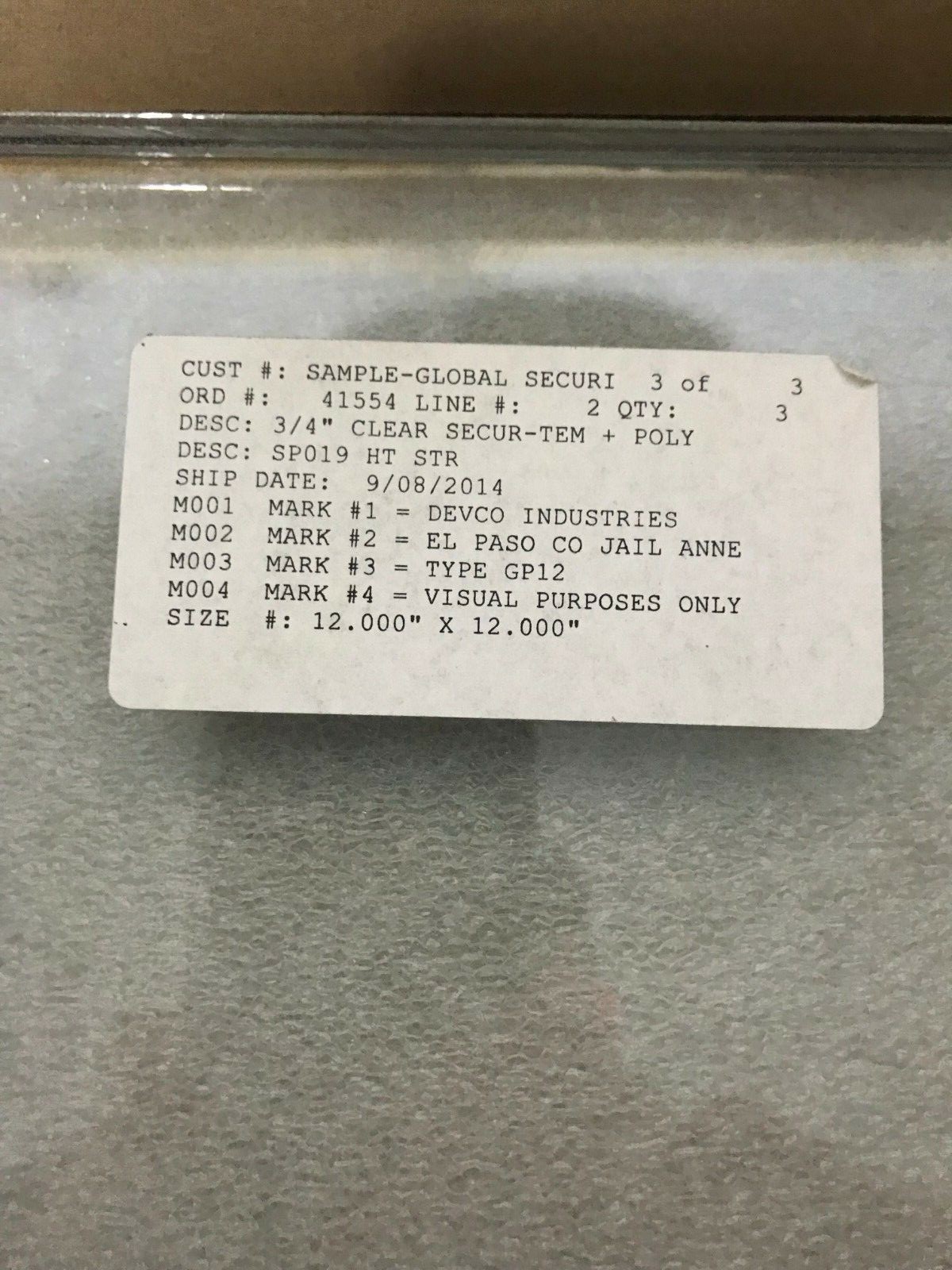 Lexgard glass Sample 12''x12''X3/4'' CLEAR SECUR-TEM + POLY | eBay