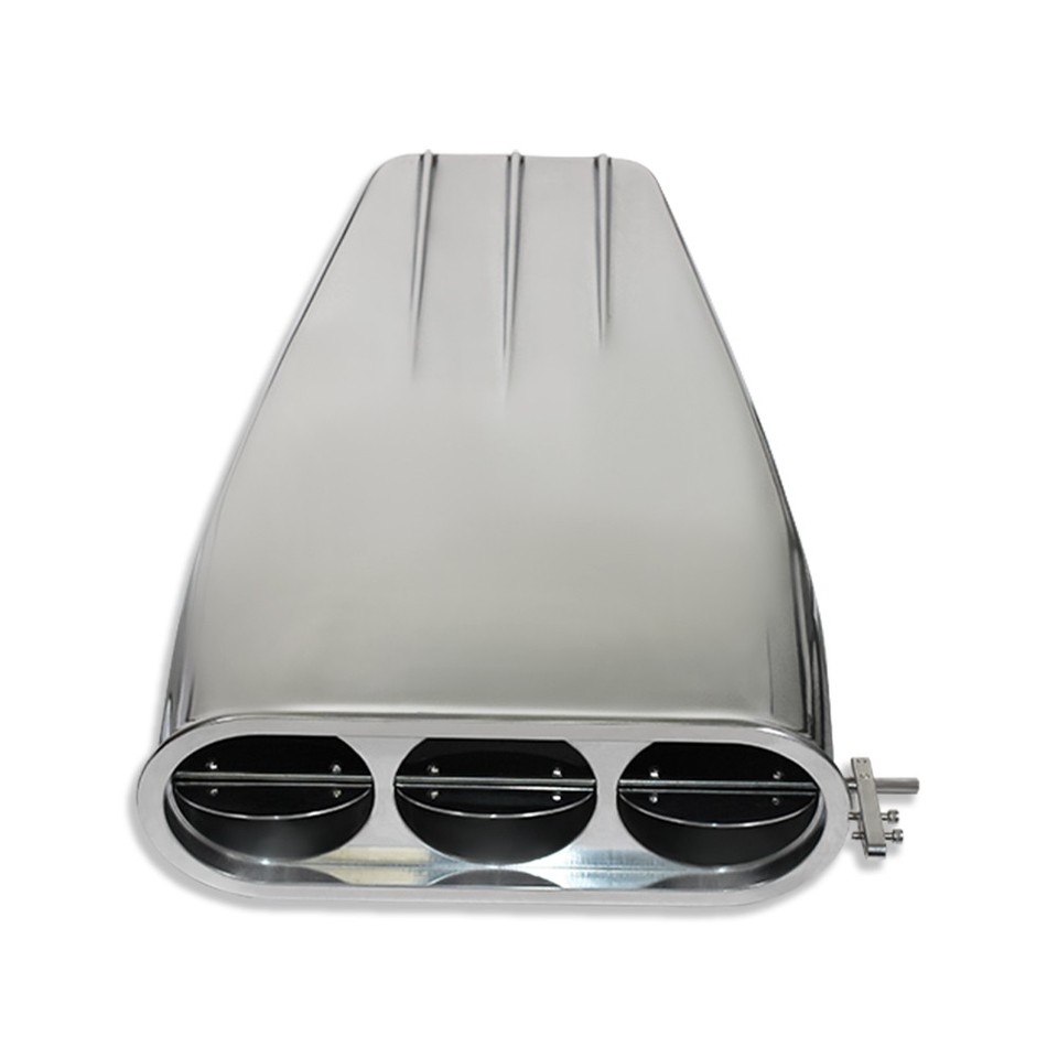 For Single/Dual Carb 4BBL Polished Aluminum Bug Catcher Finned Hood Air ...