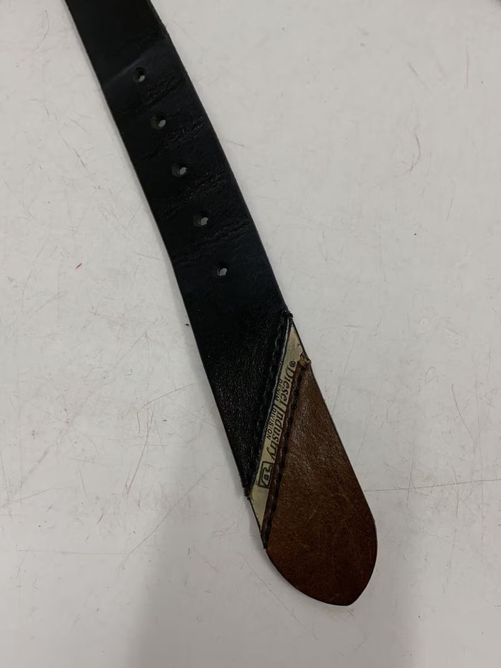 DIESEL Logo Plate Color-Switching Leather Belt, Black, Men's | eBay