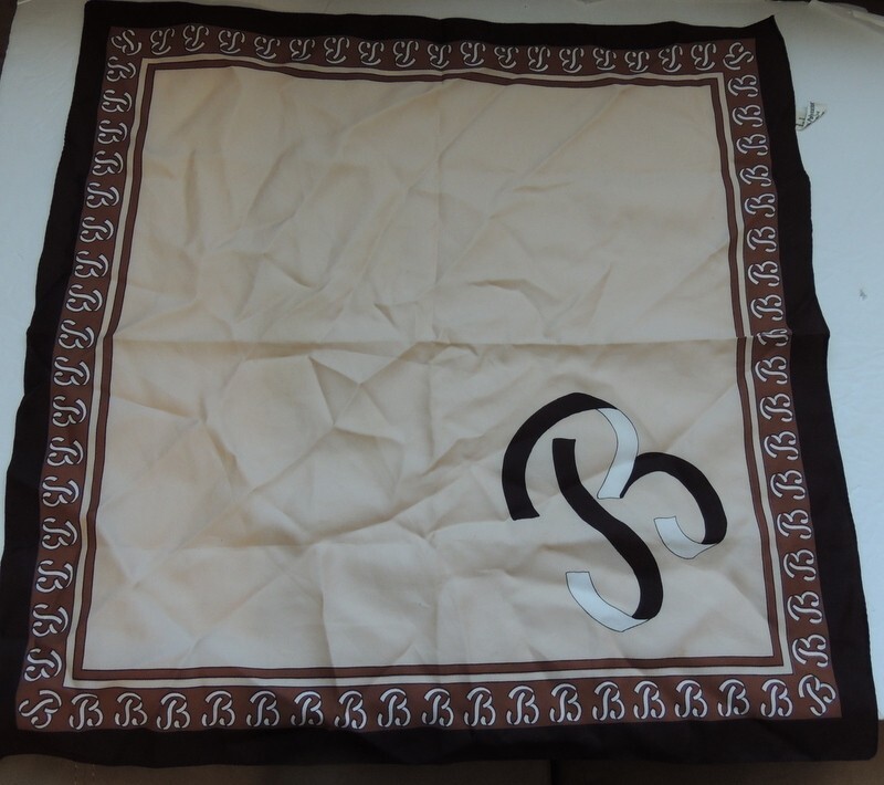VINTAGE ITALIAN SQUARE BANDANA SCARF LETTER " B" bro… - Gem