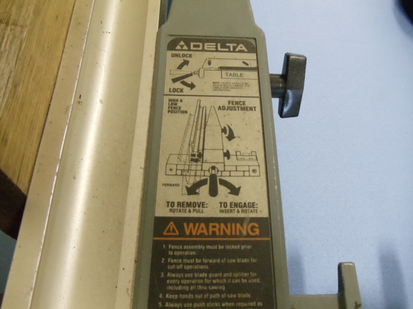 Delta Unifence Saw Guide Table Saw Rip Fence Assembly - Unisaw 422-27 ...