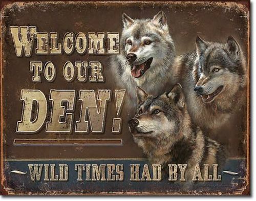 Welcome To Our Den Weathered Logo Vintage Tin Sign Metal Poster 16"x12 ...