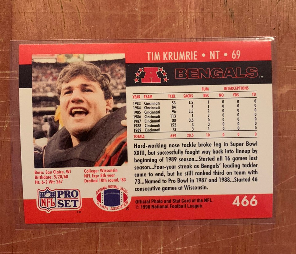 1990 Pro Set Football Card #466 Tim Krumrie | eBay