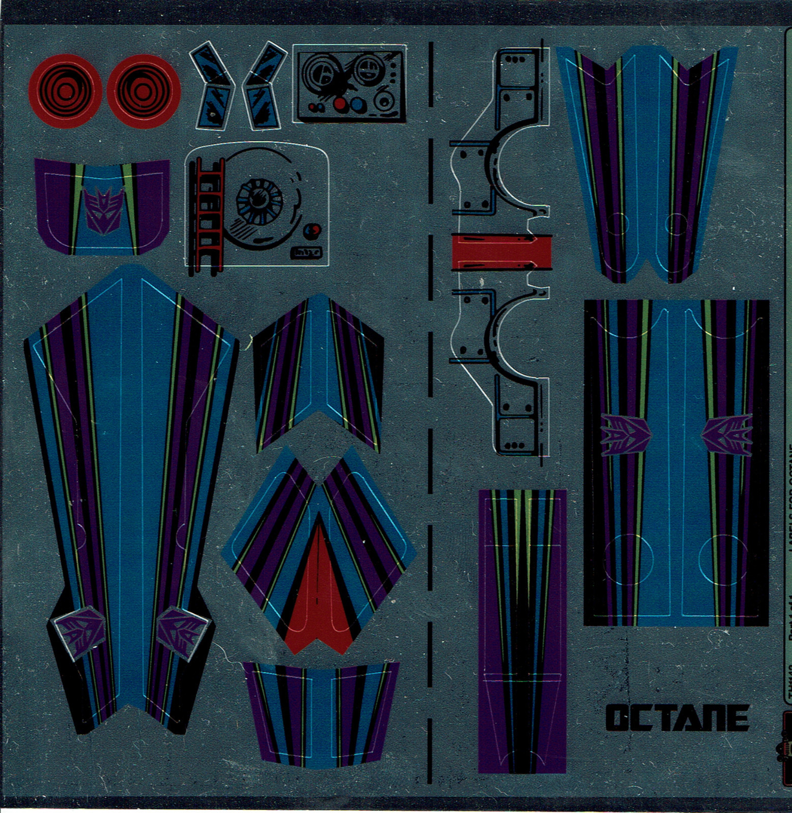 TRANSFORMERS GENERATION 1, G1 DECEPTICON OCTANE REPRO LABELS/ STICKERS ...
