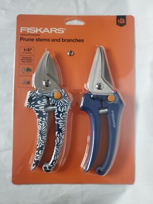New Sealed Fiskars 2pc Pruning Set - 1 Pruner 1 Floral Snip 1/2" Cut ...