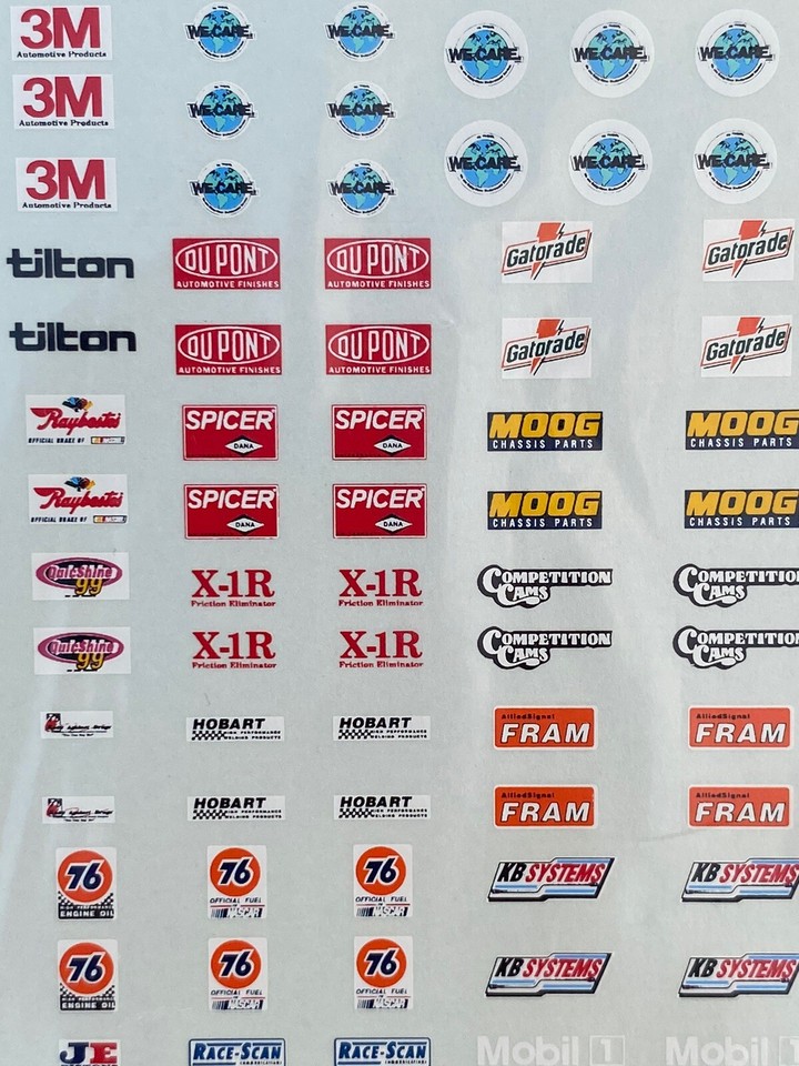 Slixx NASCAR Decals 96 Contingency Sheet 1:24 Scale Model Cars Racing ...