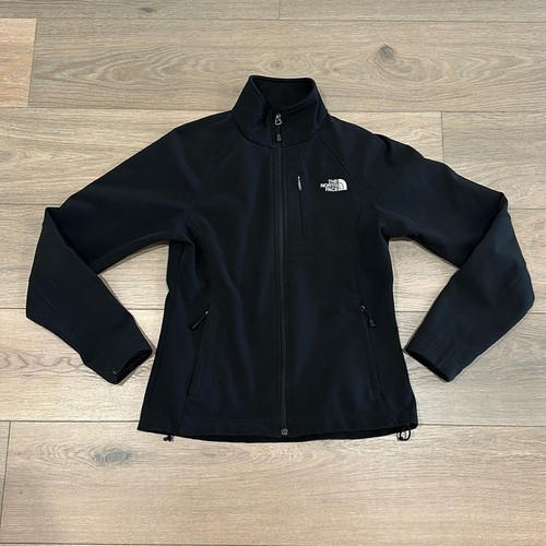 NORTH FACE Black Softshell Fleece Lined Full-Zip Active Outdoor Jacket ...