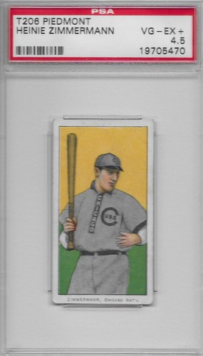 1909-11 T206 - Heinie Zimmerman - Cubs HOF - PSA 4.5 VG-EX - Chicago ...