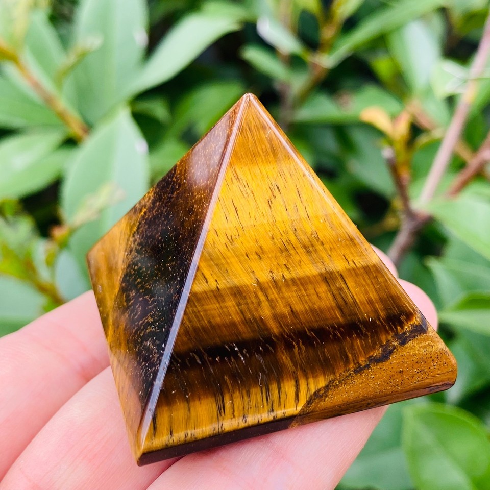 1PC Natural Tiger eye Quartz Crystal Pyramid Energy Tower Spiritual ...