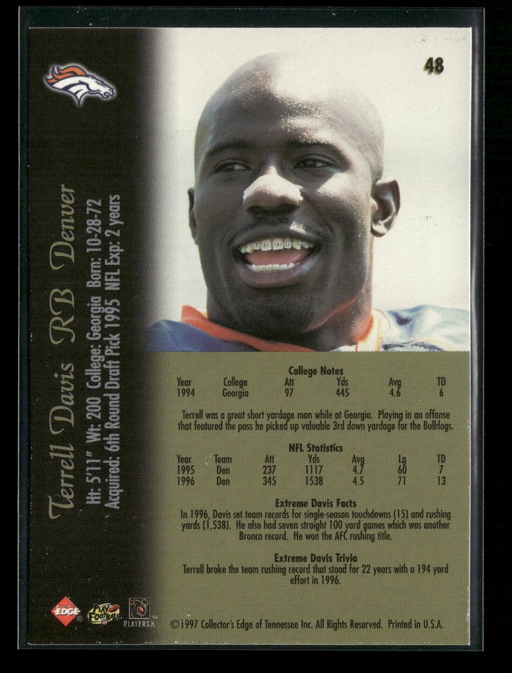 Terrell Davis 1997 Collector's Edge Extreme #48 | eBay