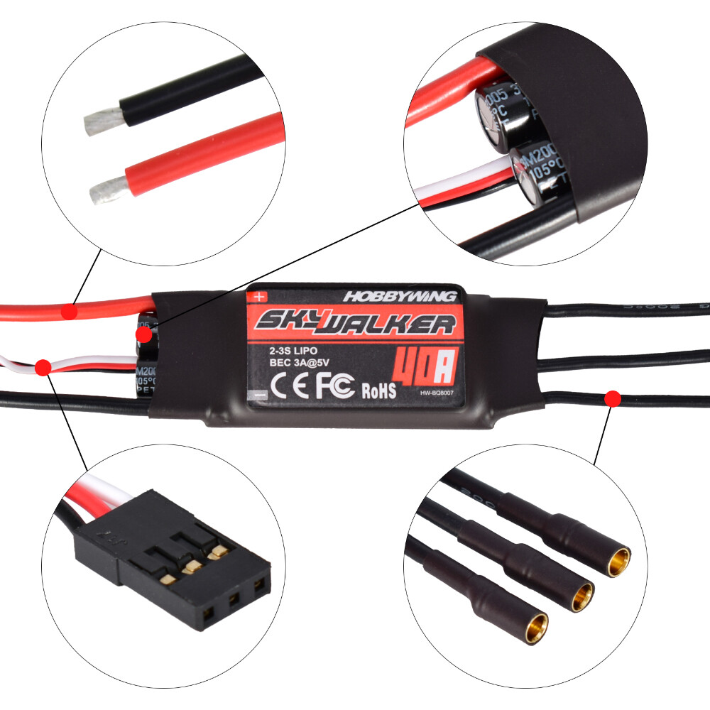 HobbyWing Skywalker 40A V2 Brushless ESC 2-4S für RC-Flugzeuge ...