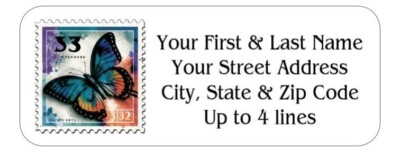 150 Butterfly Postage stamp cute Mailing Return Address Labels ...