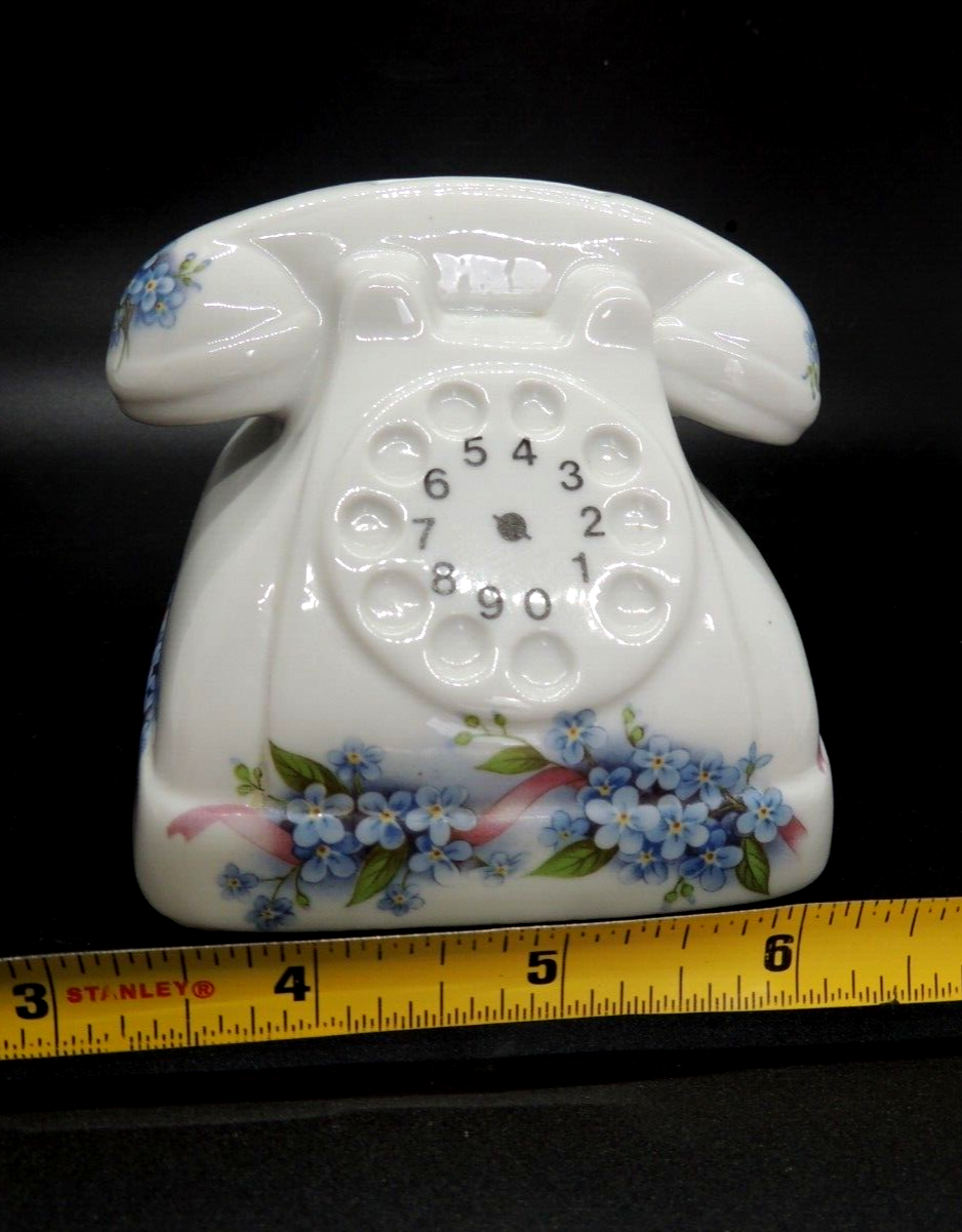 Vintage Reutter Porzellan West Germany Porcelain Rotary Phone Bank Blue ...