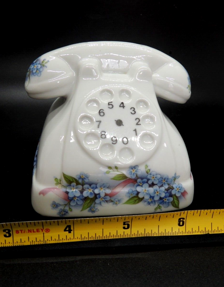 Vintage Reutter Porzellan West Germany Porcelain Rotary Phone Bank Blue ...