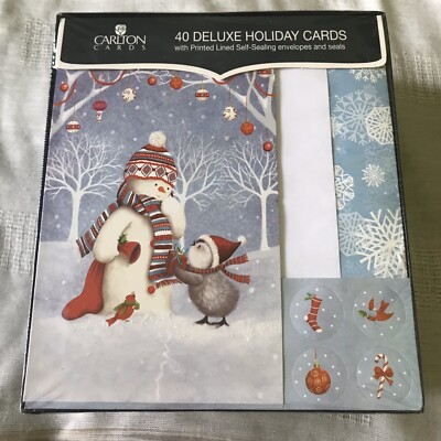 Carlton Cards 40 Deluxe Holiday Cards with Self-Sealing Envelopes ...